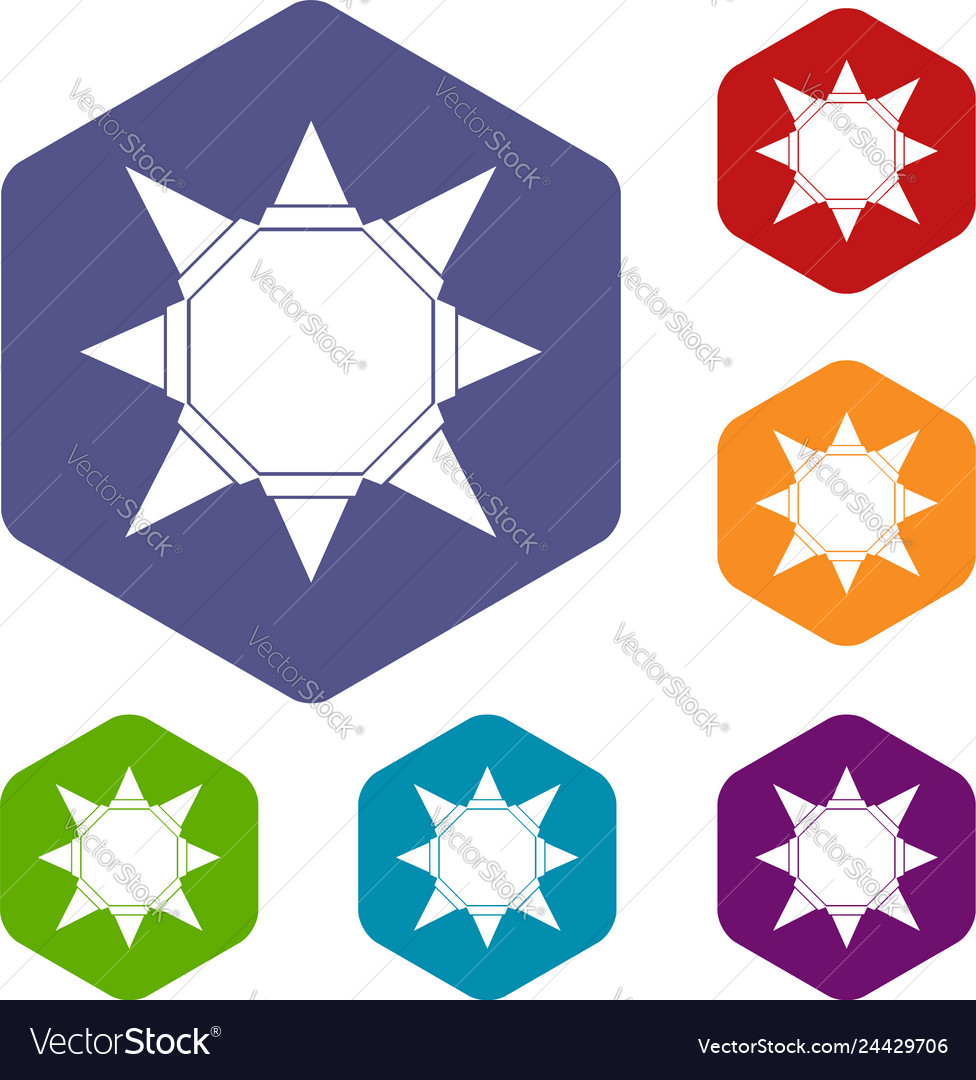 Origami sun icons hexahedron Royalty Free Vector Image