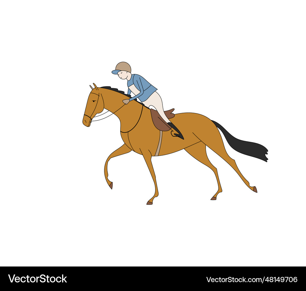 Rider and a horse galloping fast Royalty Free Vector Image