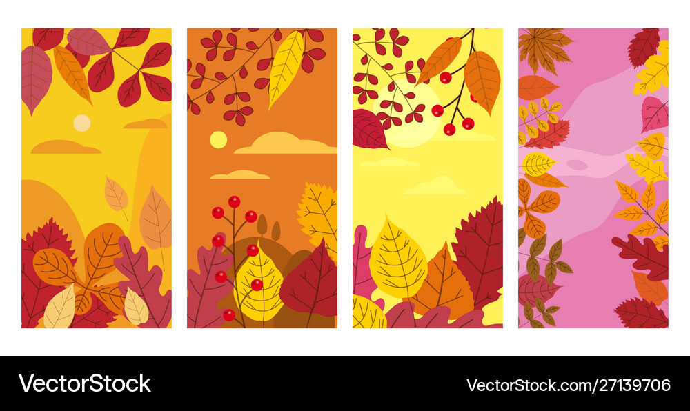 Set colorful autumn templates fallen Royalty Free Vector