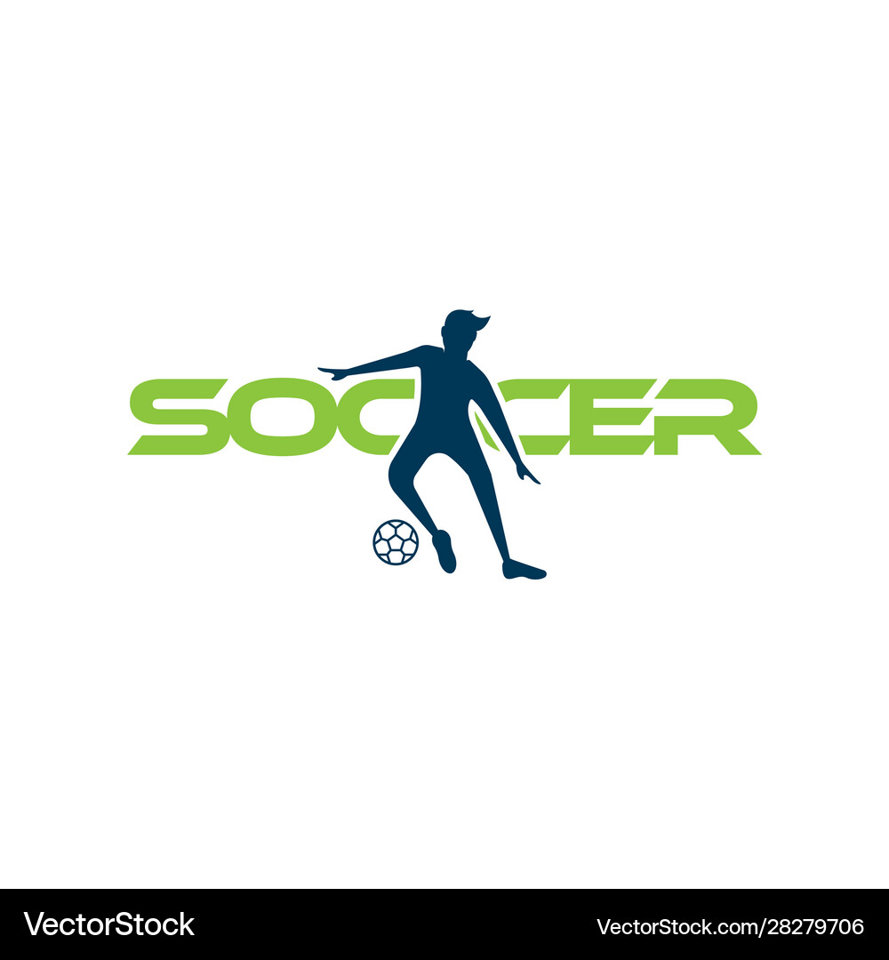 Sport with soccer text and player Royalty Free Vector Image