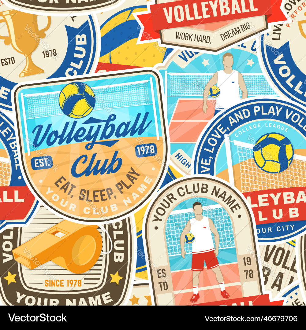 Volleyball club seamless pattern background Vector Image