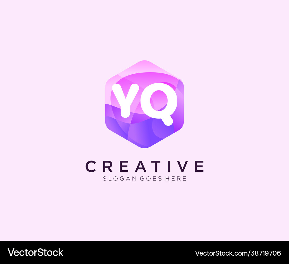 Yq initial logo with colorful hexagon modern Vector Image