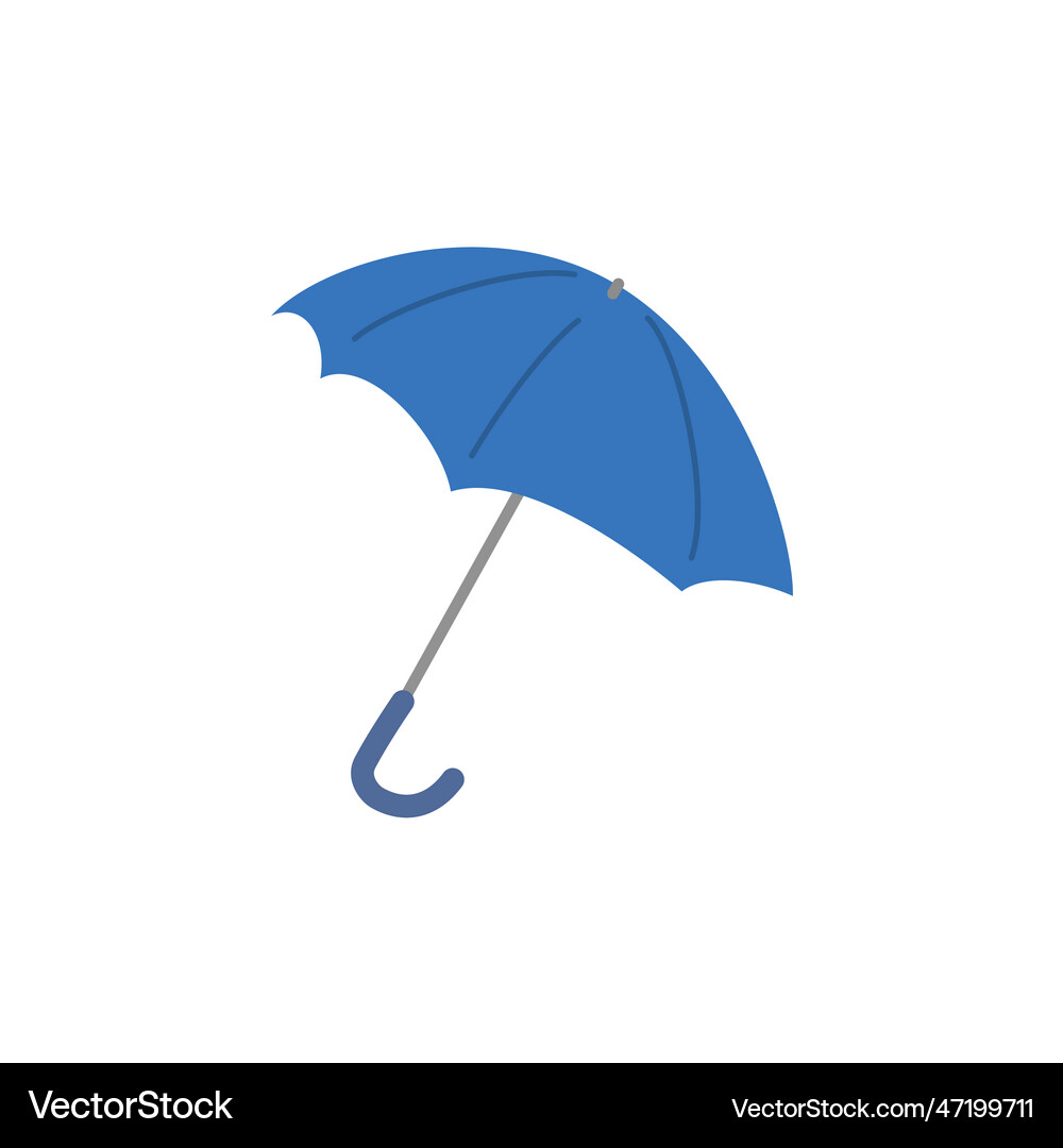 Blue open umbrella sign or icon flat Royalty Free Vector