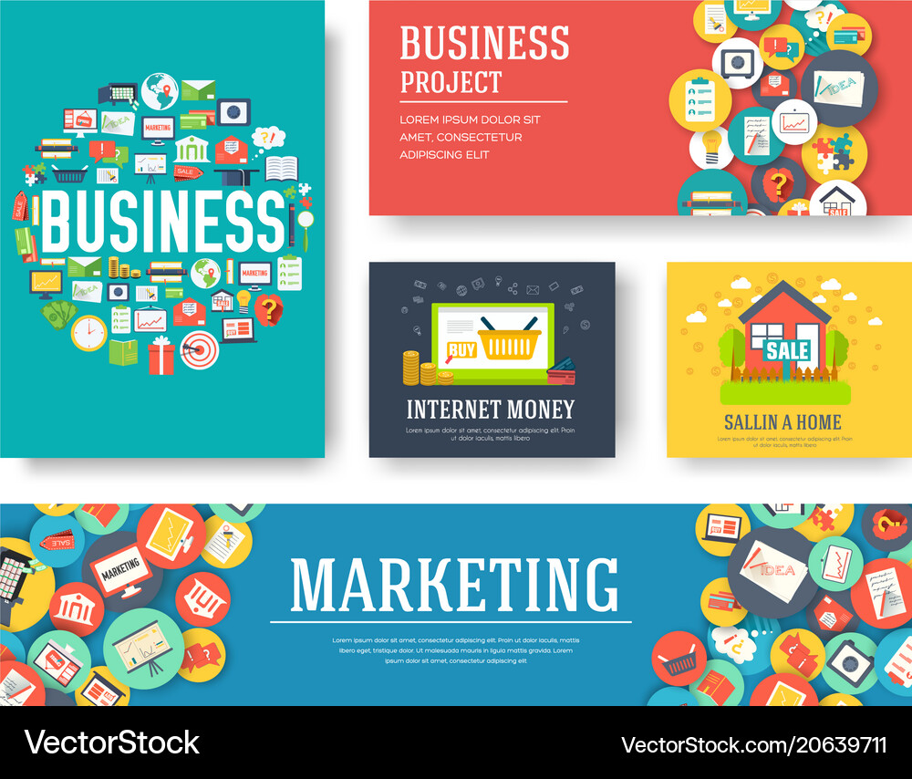 Business elements cards set marketing template Vector Image