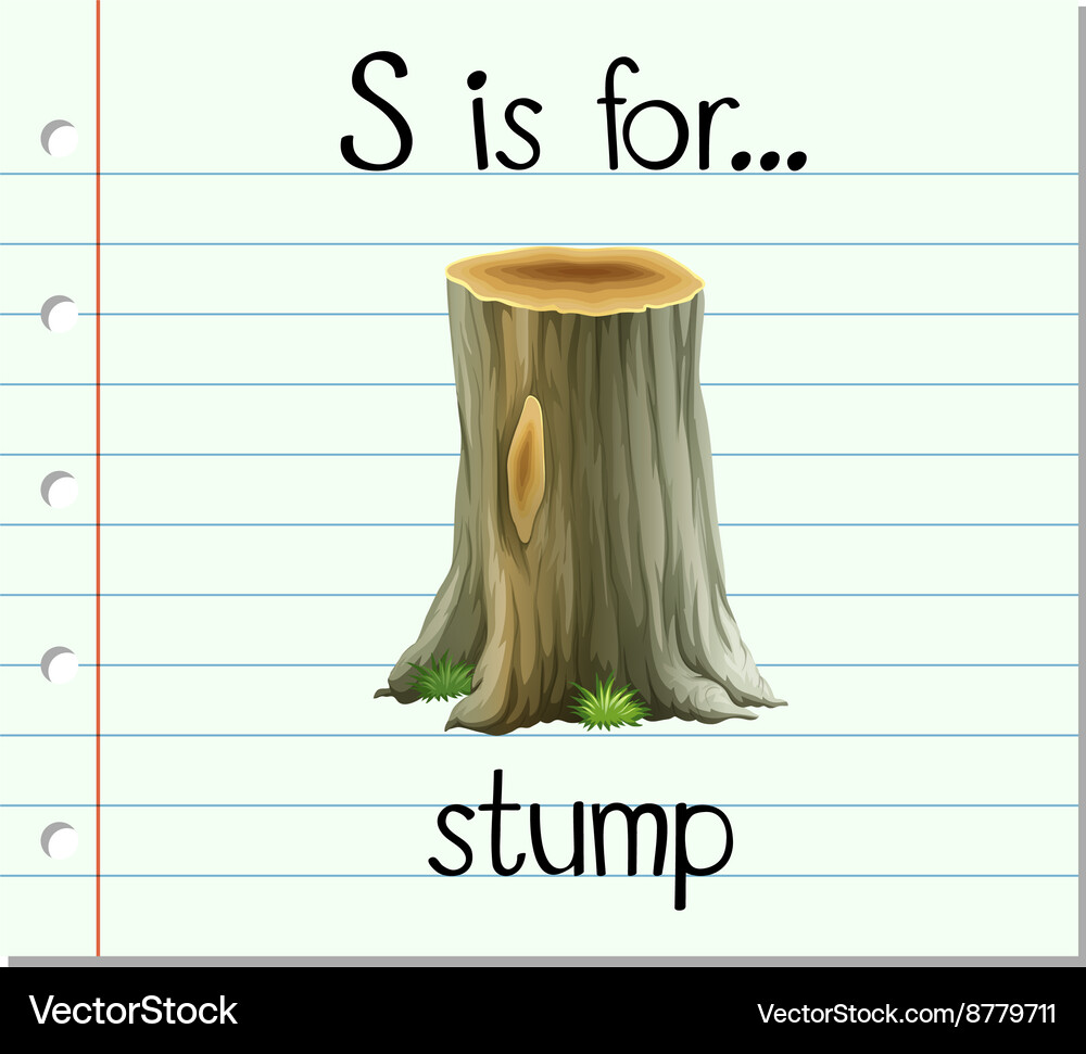 Flashcard letter s is for stump Royalty Free Vector Image