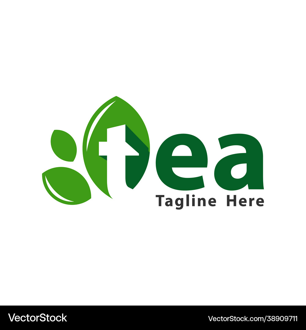 Green and natural tea logo Royalty Free Vector Image