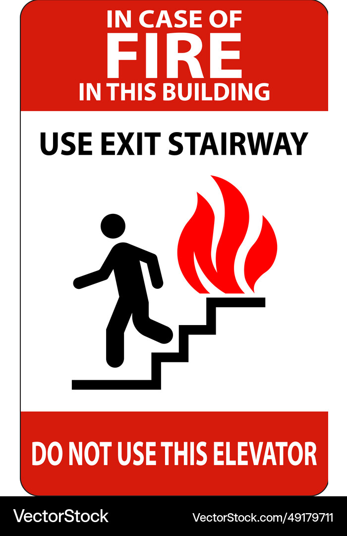 In case of fire sign use exit stairways do Vector Image