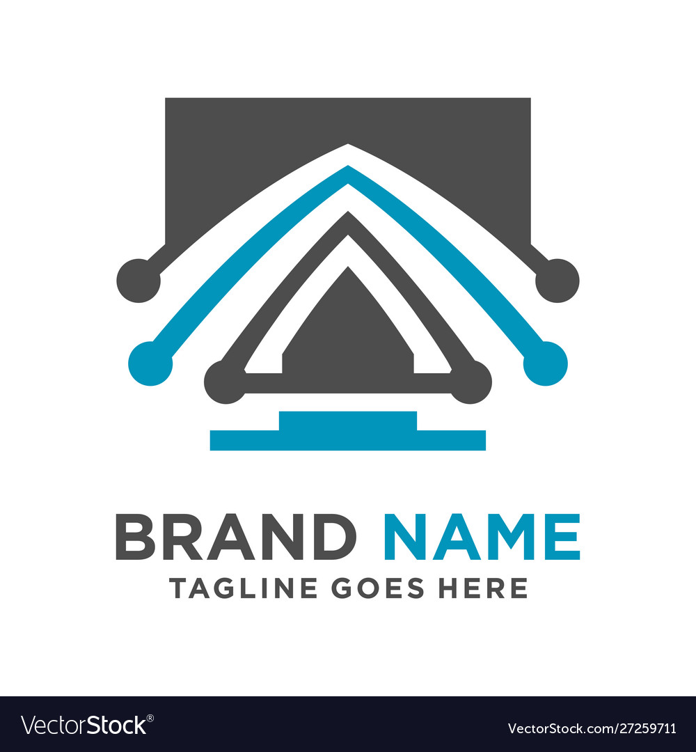 Monitor logo initials Royalty Free Vector Image