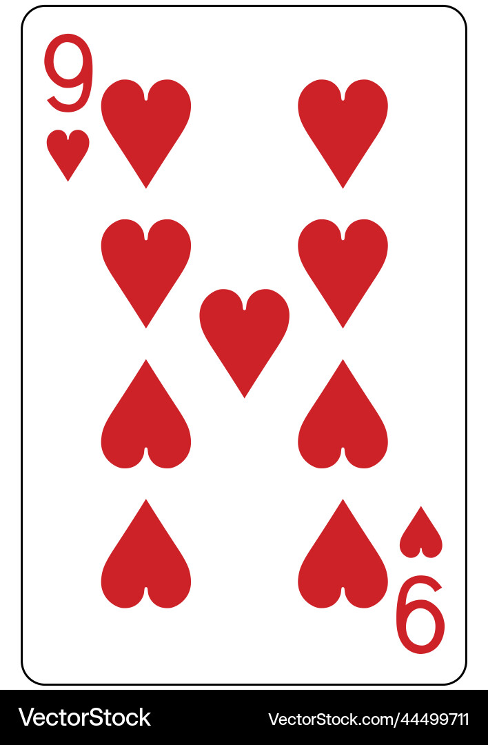 Nine of hearts Royalty Free Vector Image - VectorStock