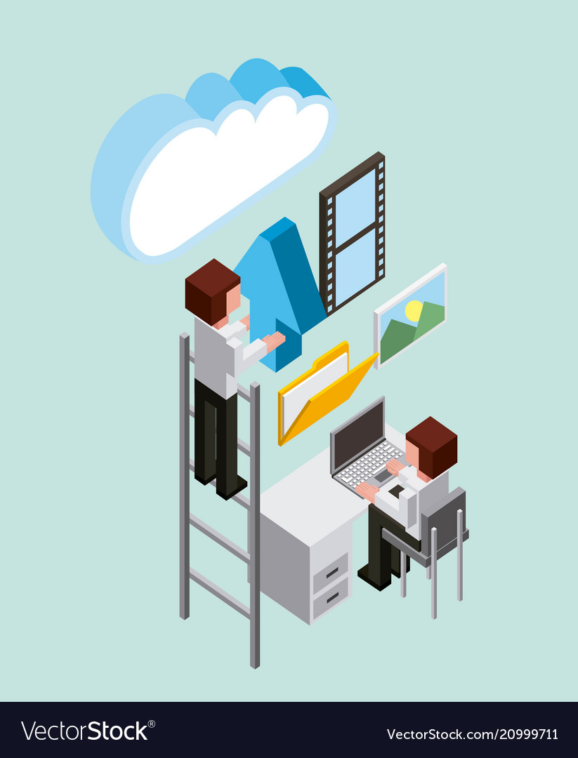 People cloud computing storage Royalty Free Vector Image