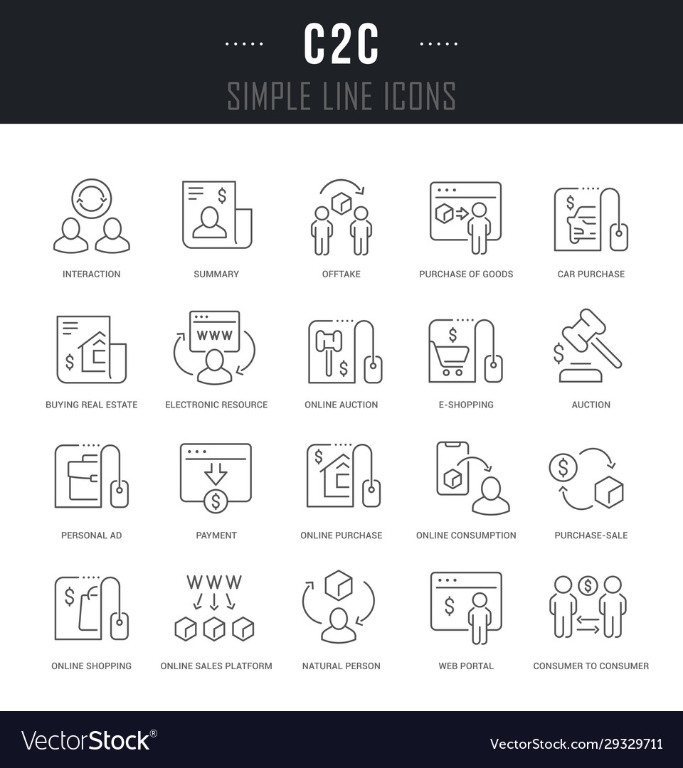 Set line icons c2c Royalty Free Vector Image - VectorStock