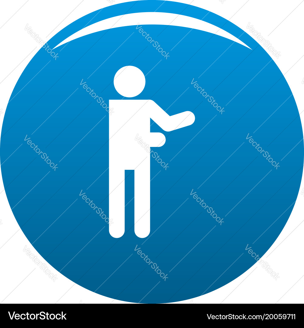 Stick figure stickman icon blue Royalty Free Vector Image