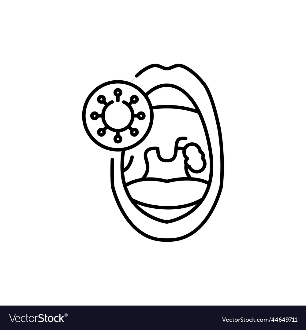 Tonsils Adenoid Problems Color Line Icon Human Vector Image