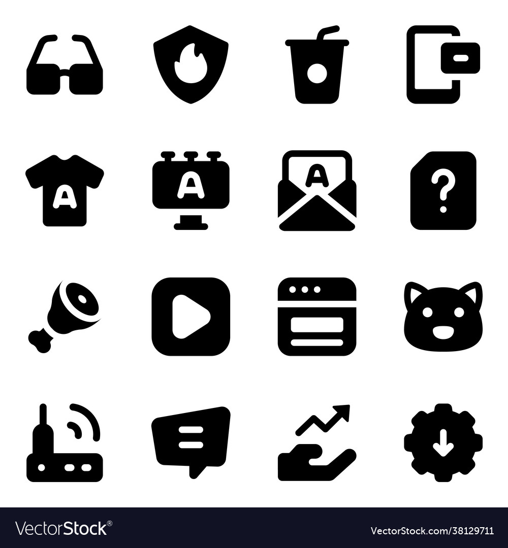 Unique collection solid icons Royalty Free Vector Image