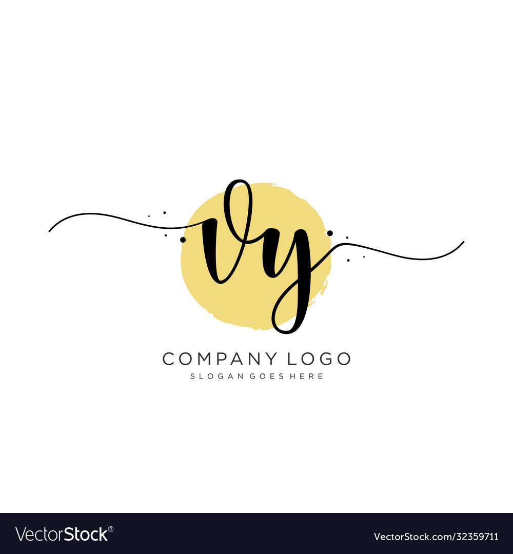 Vy initial handwriting logo design Royalty Free Vector Image