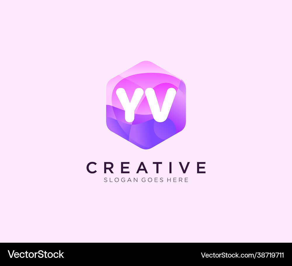 Yv initial logo with colorful hexagon modern Vector Image