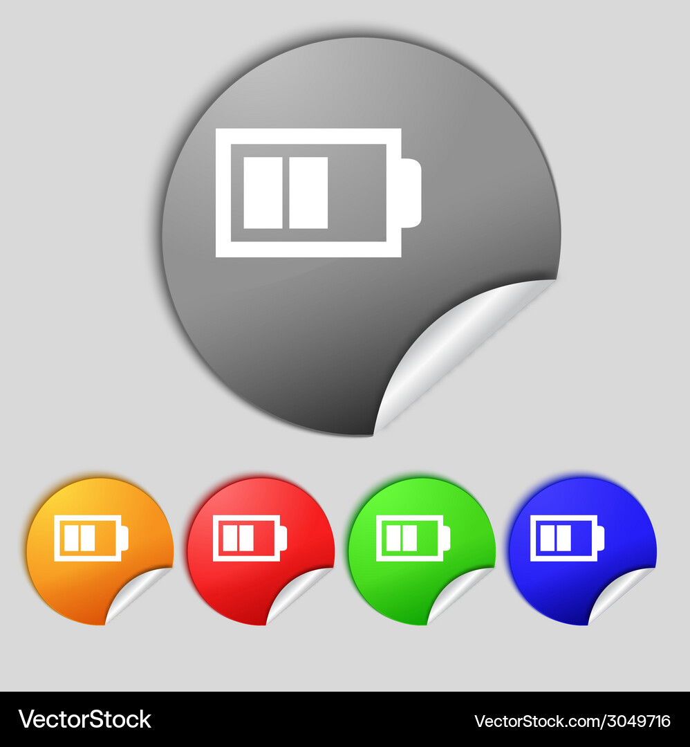Battery half level sign icon low electricity Vector Image