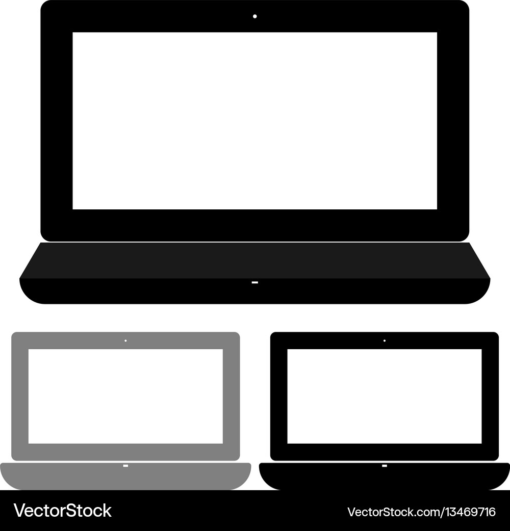 Black and grey laptop on white background Vector Image