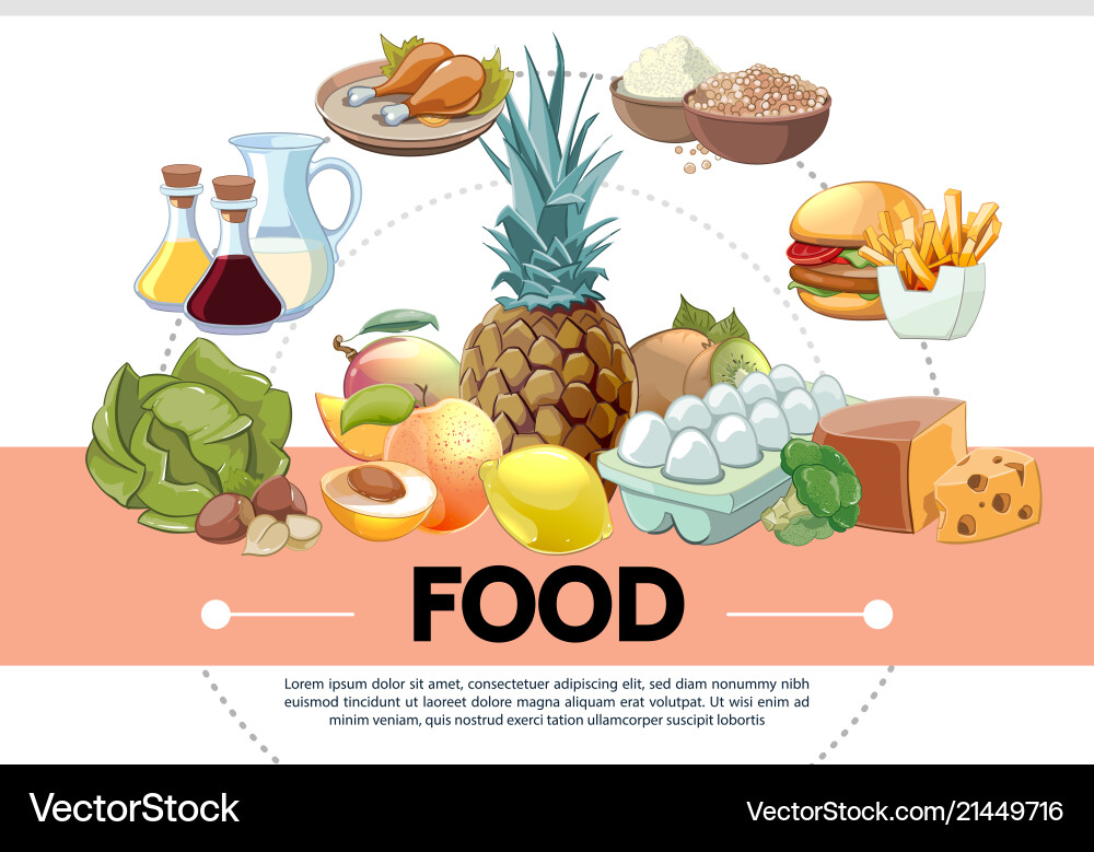 Cartoon food template Royalty Free Vector Image
