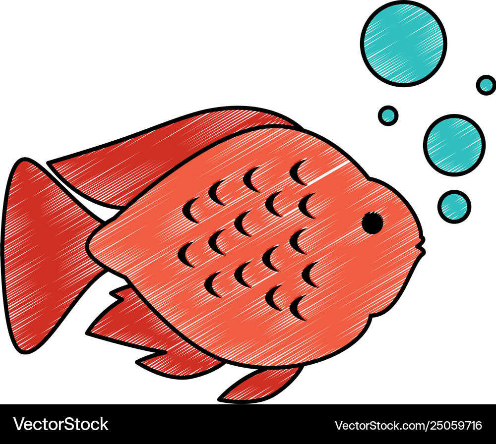 Cute ornamental fish with air bubbles Royalty Free Vector