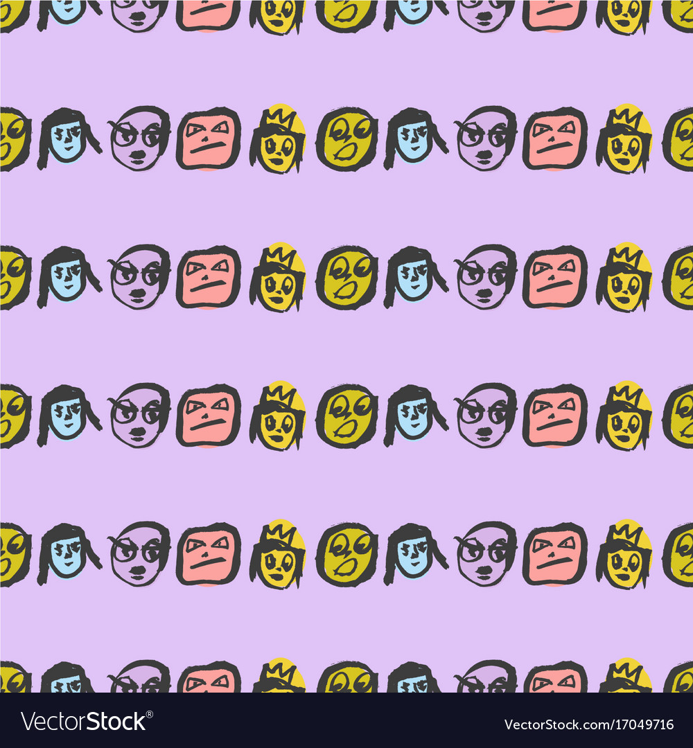 Doodles faces pattern Royalty Free Vector Image