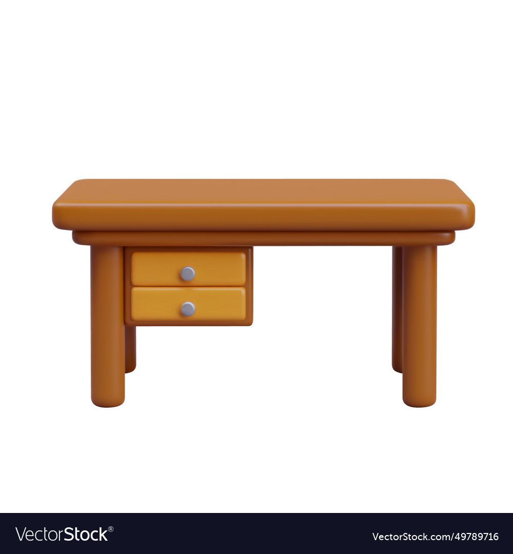 Front view on classic wooden table with drawers Vector Image