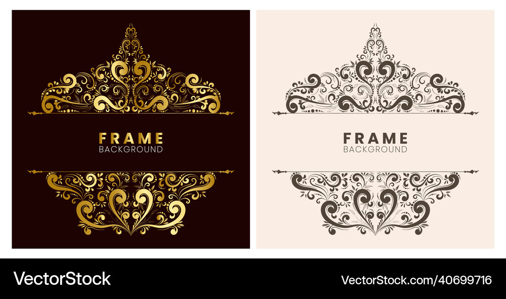 Gold art hand drawn frame decoration Royalty Free Vector