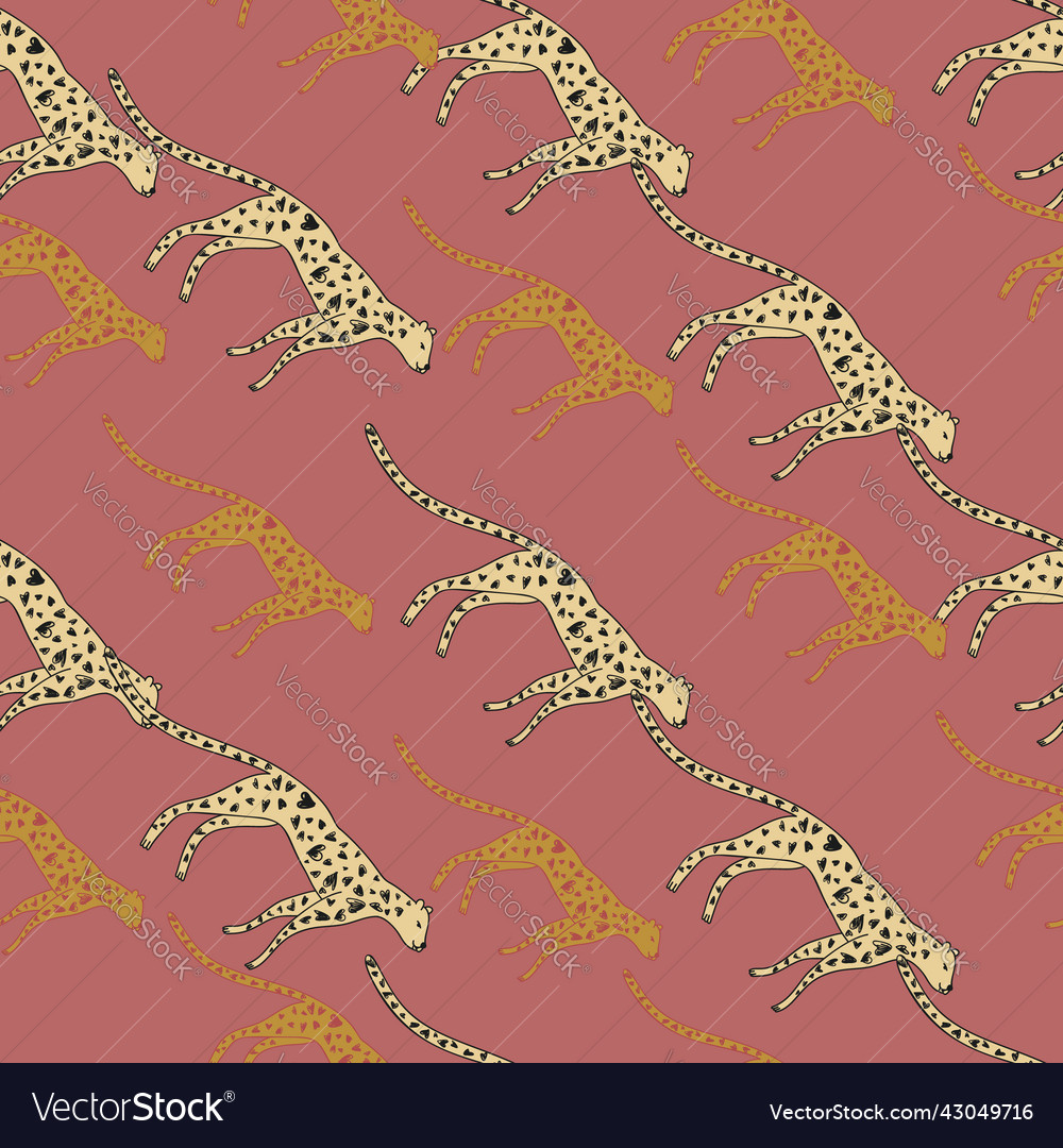 Hand drawn cute leopard seamless pattern doodle Vector Image Hand drawn cute leopard seamless pattern doodle Vector Image