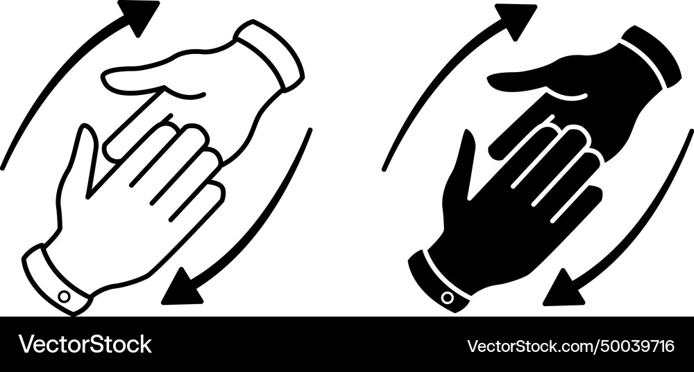 Help icons of two outstretched Royalty Free Vector Image