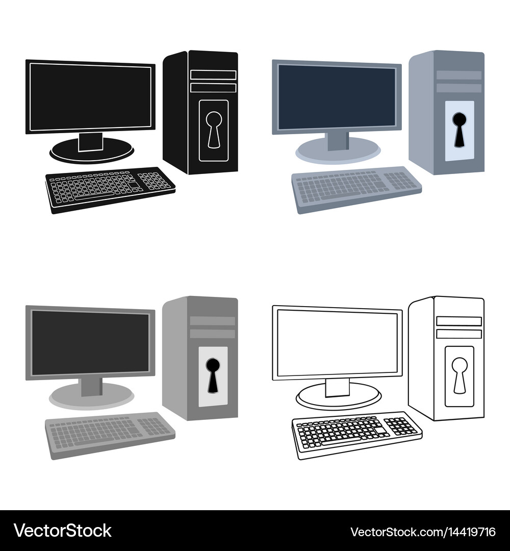 Locked computer icon in cartoon style isolated Vector Image