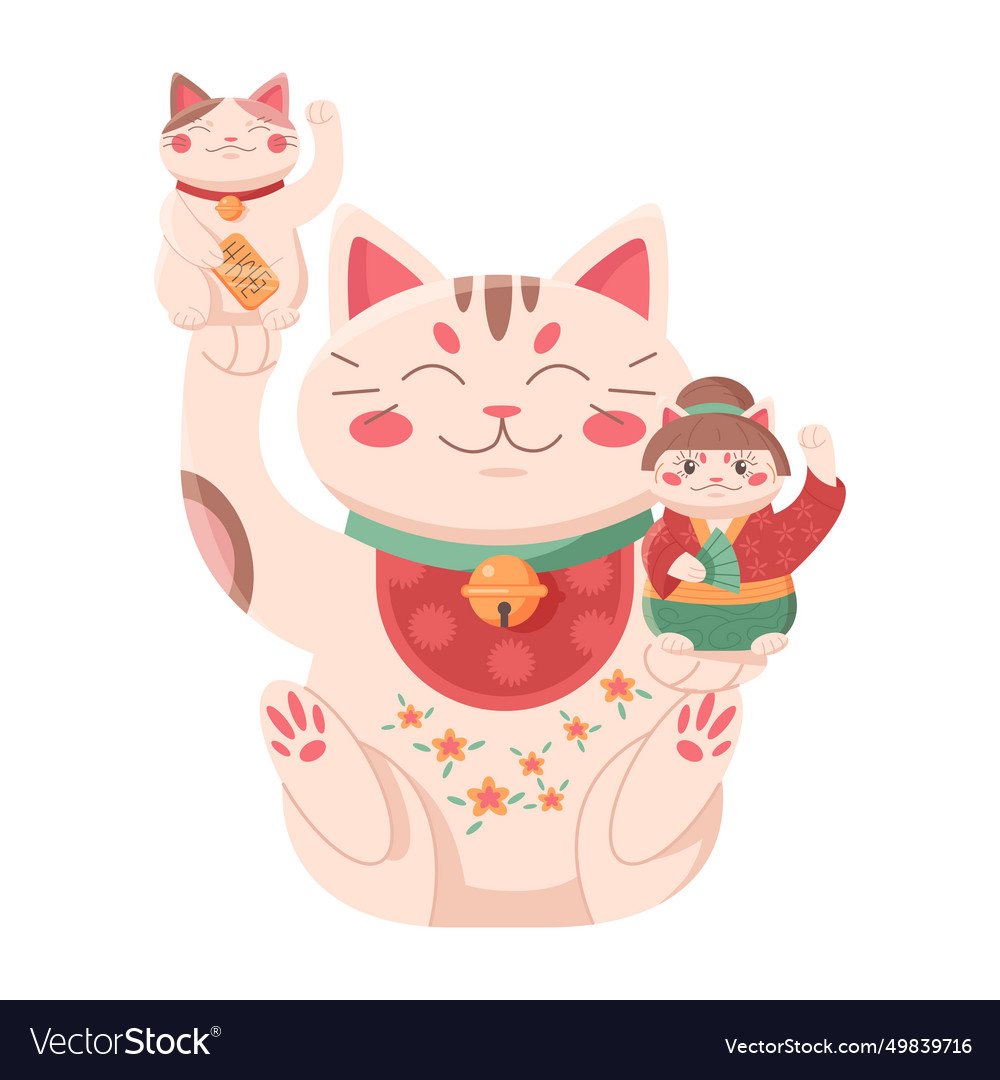 Maneki neko fortune cat Royalty Free Vector Image