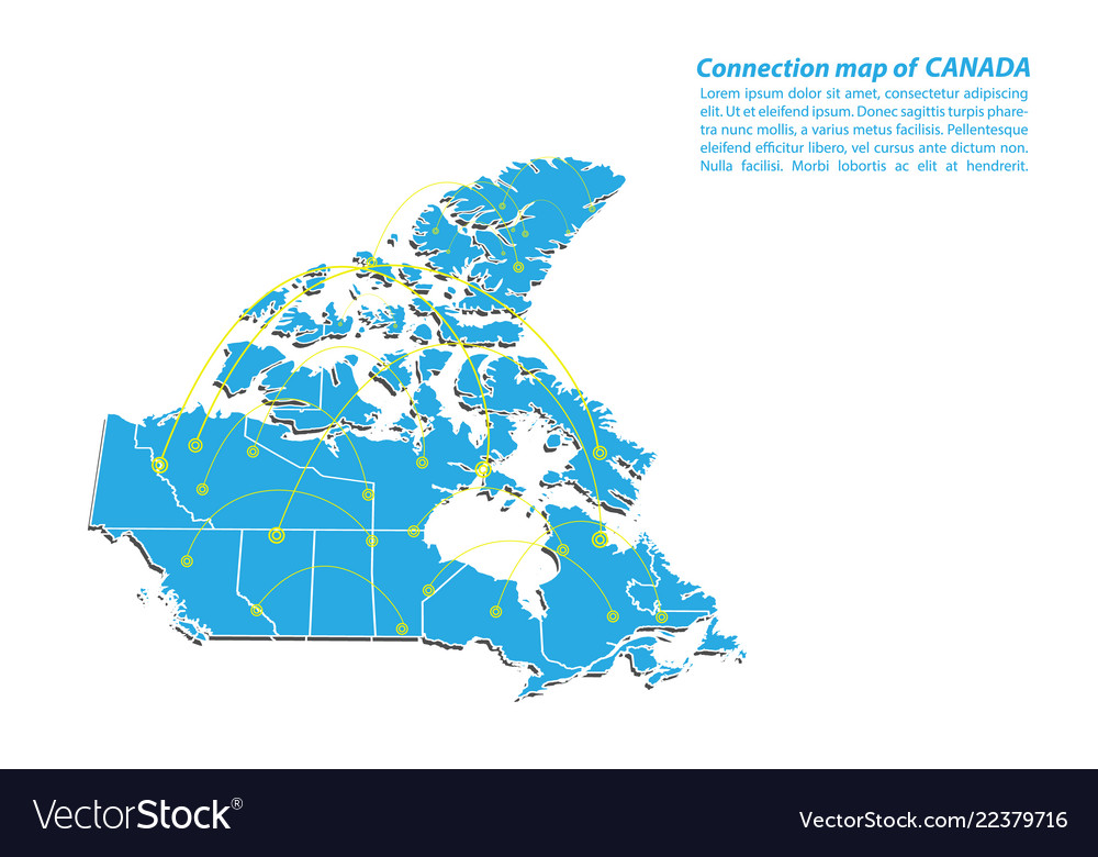 Modern of canada map connections network design Vector Image