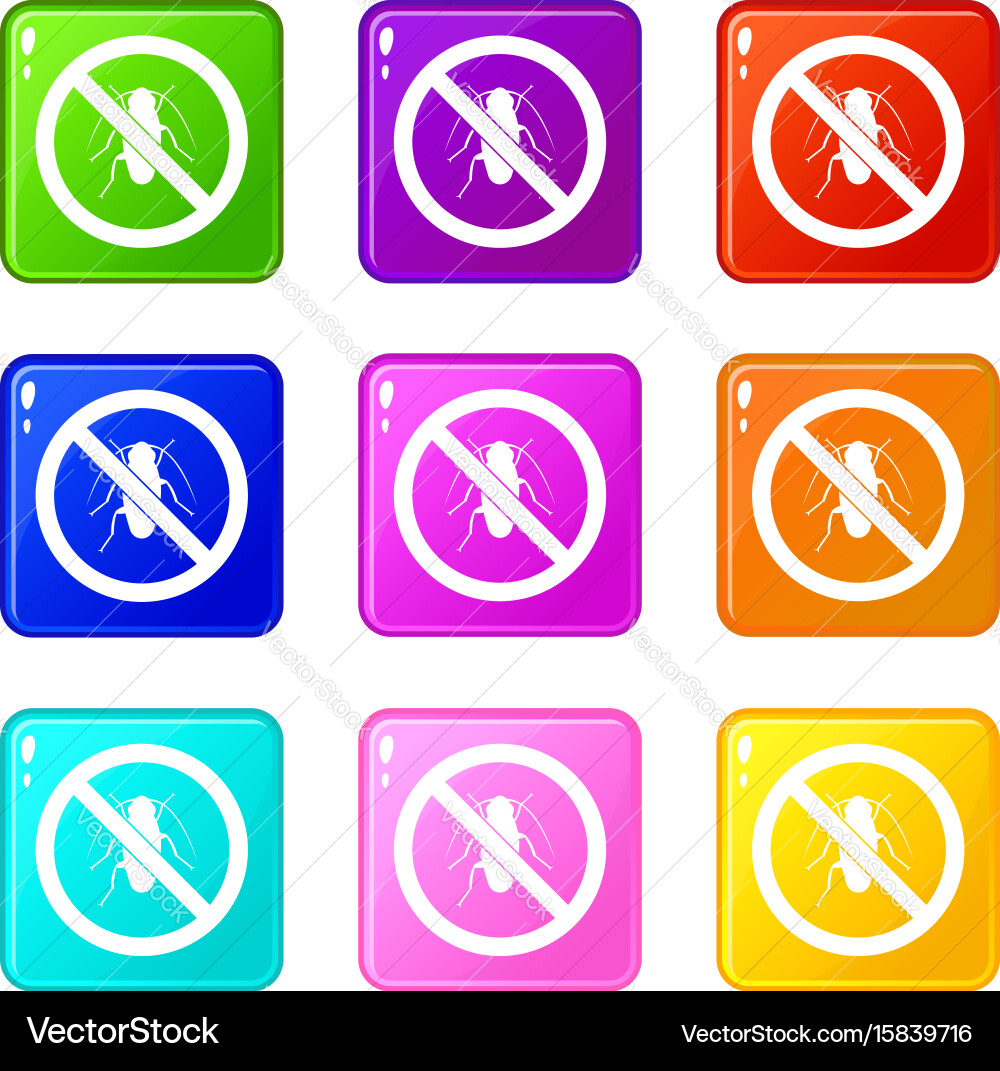 No cockroach sign icons 9 set Royalty Free Vector Image