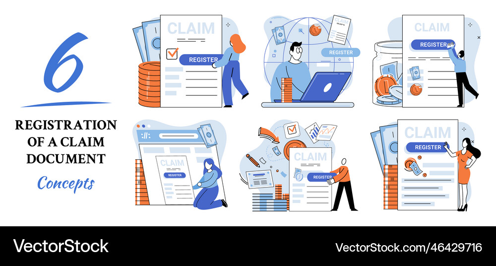 Registration of claim form register document Vector Image