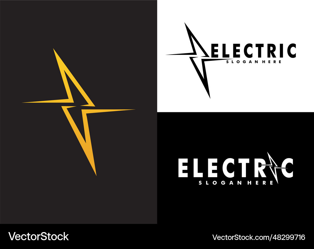 Set of lightning logo design template Royalty Free Vector