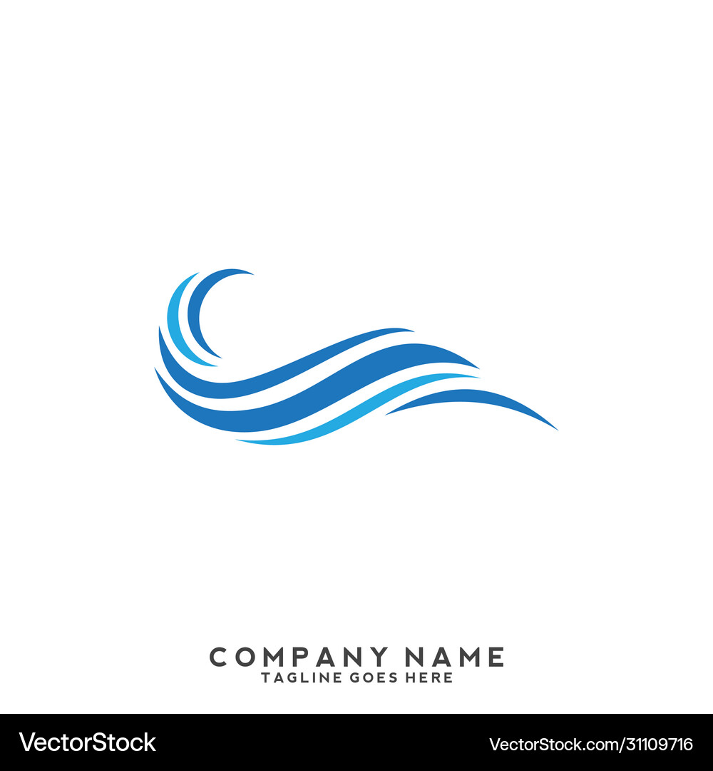 Water wave symbol and icon logo template Vector Image
