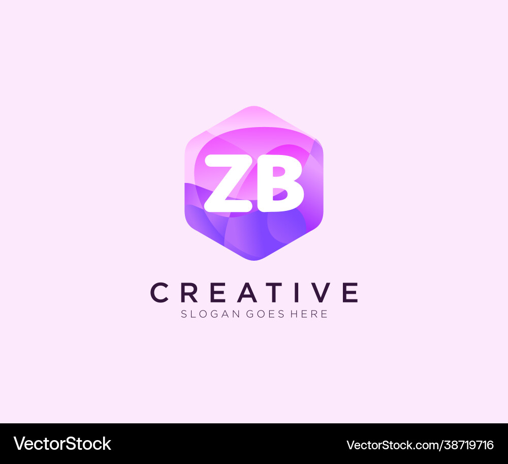 Zb initial logo with colorful hexagon modern Vector Image