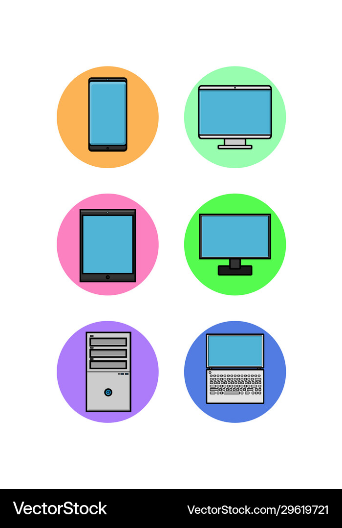 A set six round icons for contemporary Royalty Free Vector