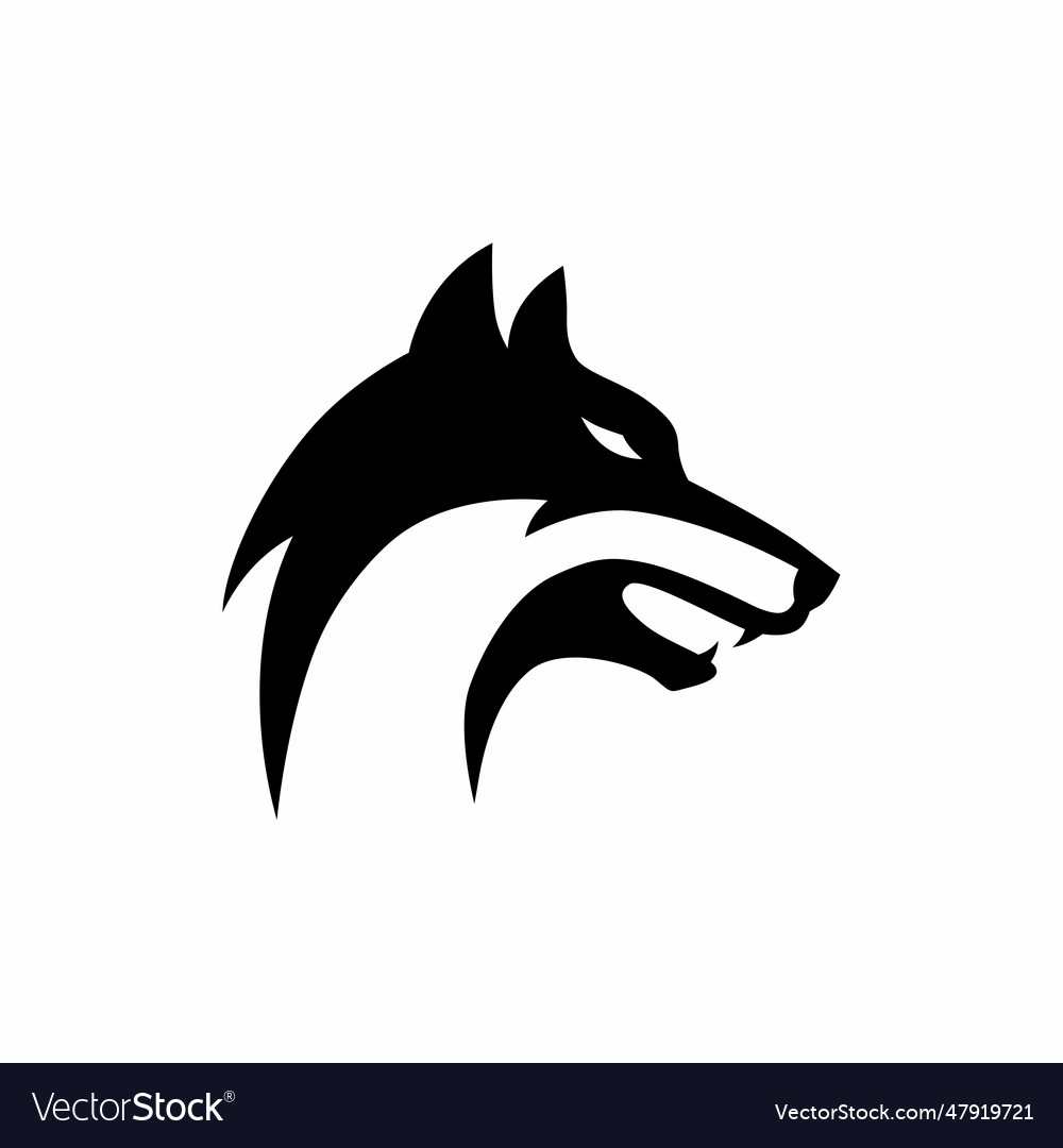 Black wolf head logo Royalty Free Vector Image