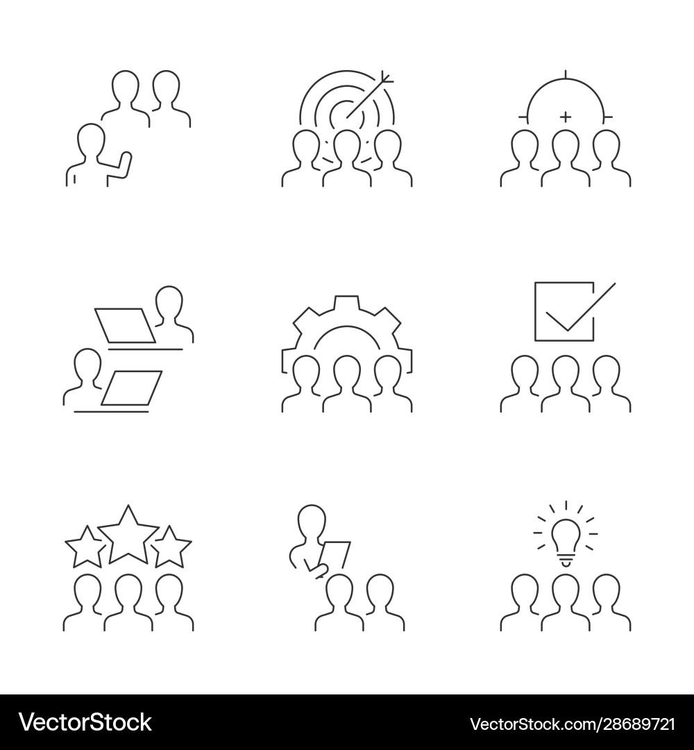 Business team line icons on white background Vector Image
