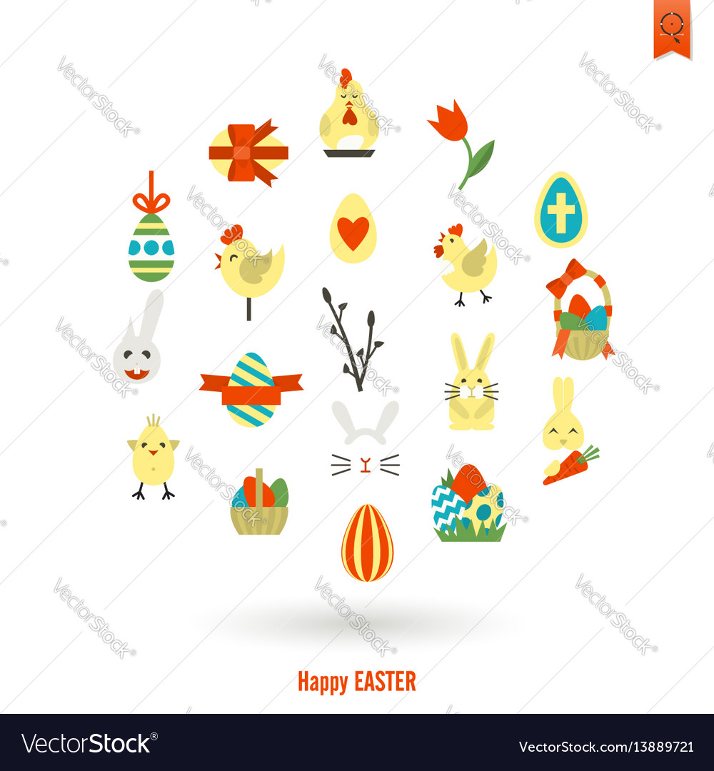 Celebration easter icons Royalty Free Vector Image