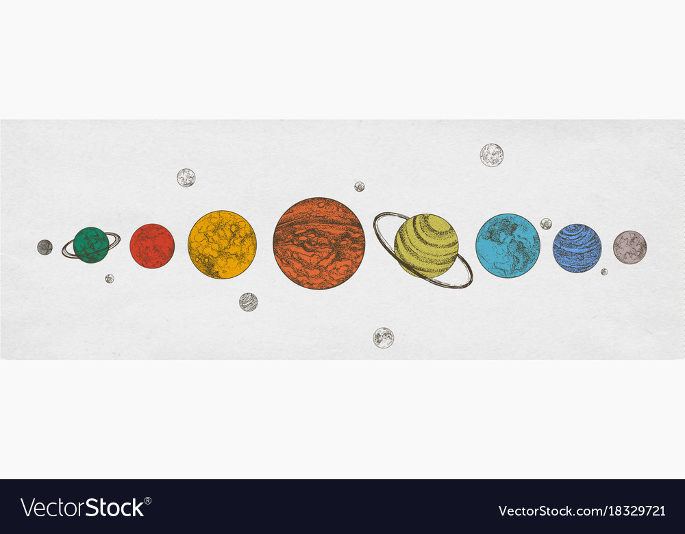 Colorful planets of solar system arranged Vector Image