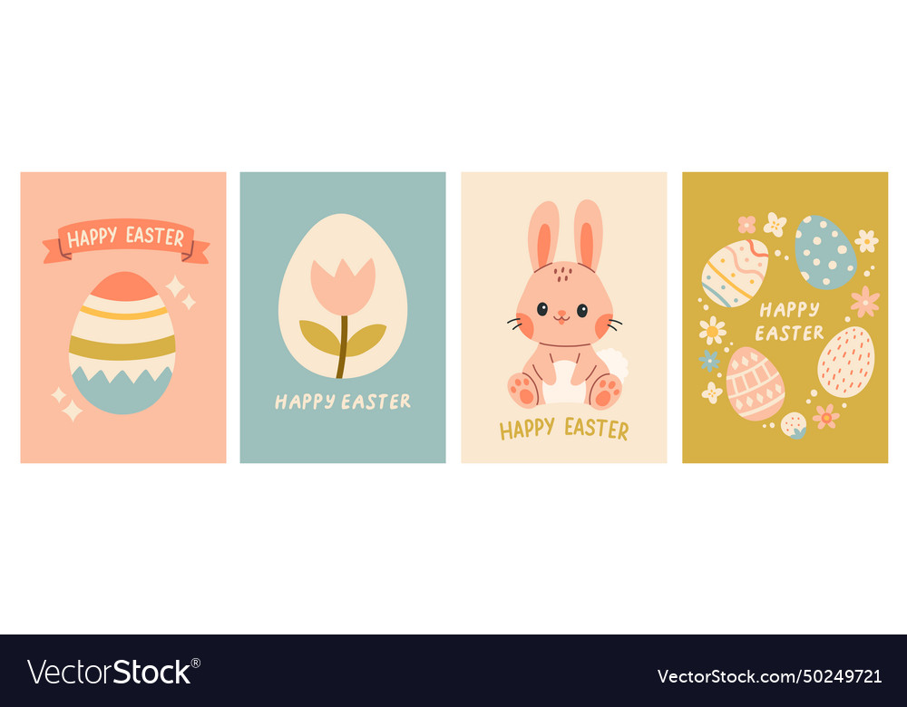 Cute easter cards set spring collection Royalty Free Vector