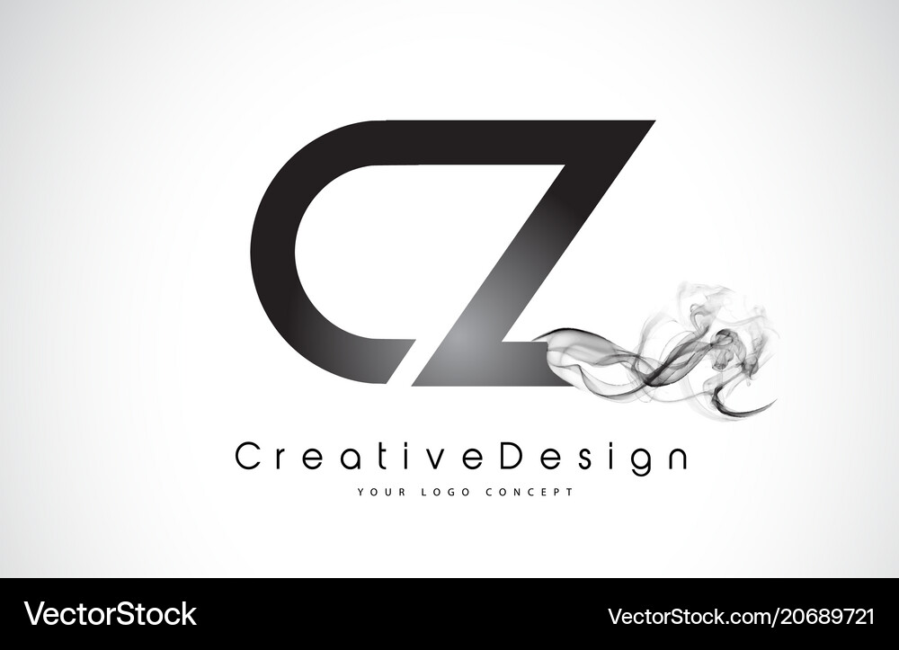 Cz letter logo design with black smoke Royalty Free Vector