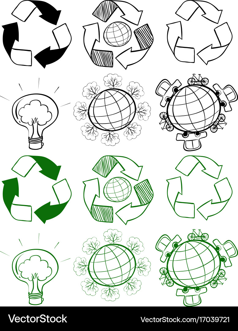 Different design of recycle symbols Royalty Free Vector
