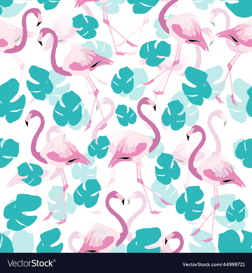 Flamingo tropic exotic pattern background Vector Image