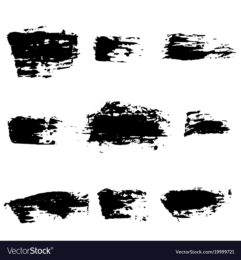 Grunge ink brush strokes set freehand black Vector Image