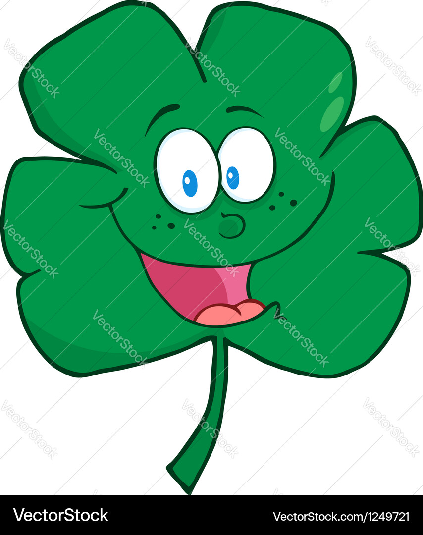 Happy green clover cartoon character Royalty Free Vector