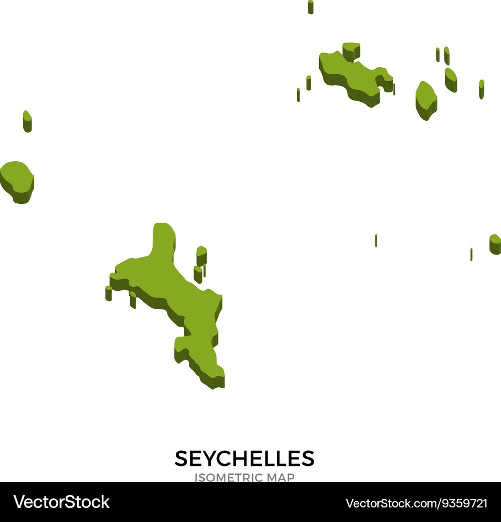 Isometric map of seychelles detailed Royalty Free Vector
