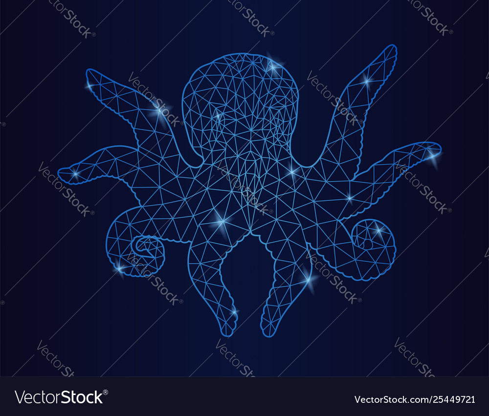 Low Poly Octopus Starry Sky Royalty Free Vector Image